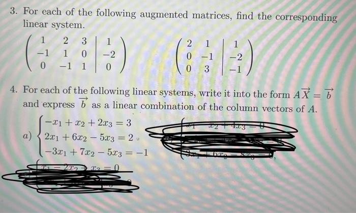 Solved 3. For each of the following augmented matrices, find | Chegg.com