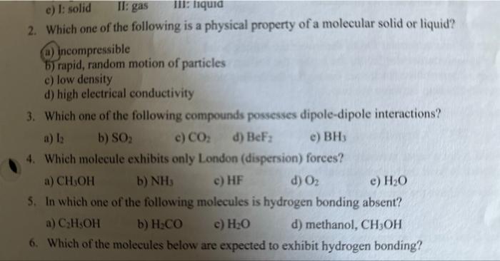 Solved 2. Which one of the following is a physical property | Chegg.com