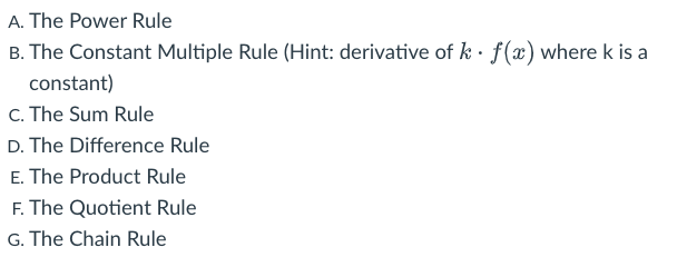 Solved State each differentiation rule both in symbols and | Chegg.com