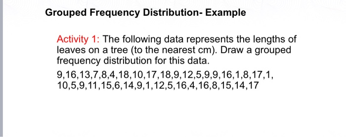 Solved Grouped Frequency Distribution-Example Activity 1: | Chegg.com