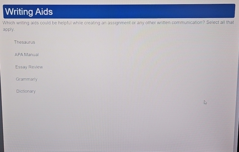 Solved Writing AidsWhich writing aids could be helpful while | Chegg.com