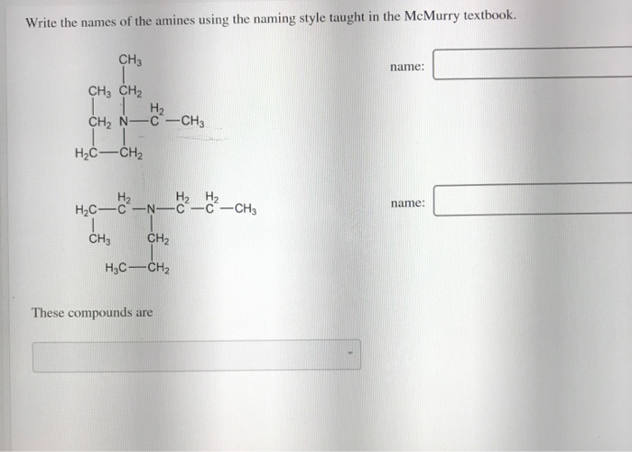 Solved Write the names of the amines using the naming style | Chegg.com