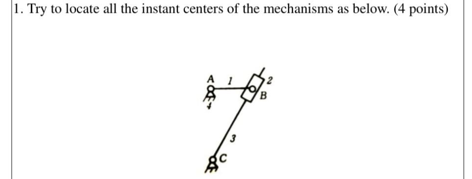 Solved 1. Try to locate all the instant centers of the | Chegg.com