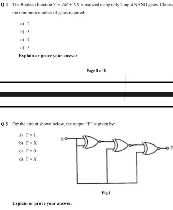 Solved Q4 The Boolean Function Y Ab Cd Is Realized Using