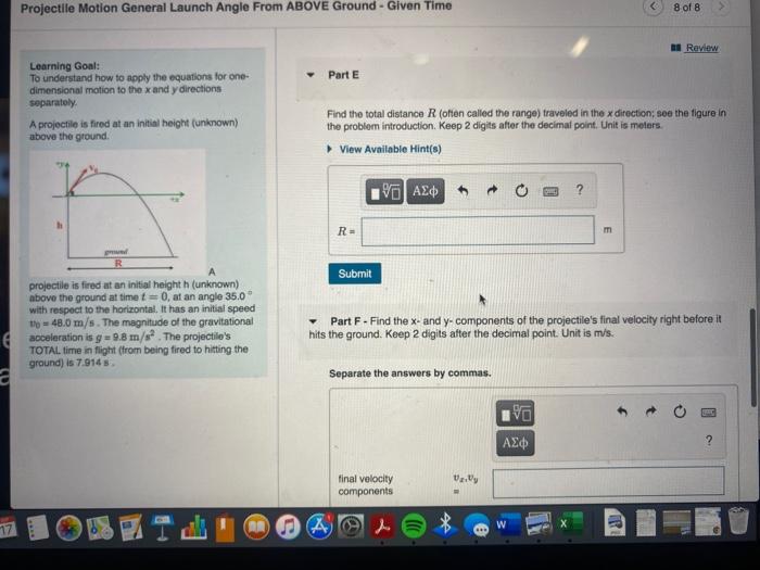 Solved Projectile Motion General Launch Angle From ABOVE | Chegg.com