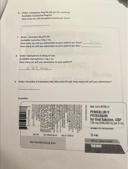 Solved 4. Order: Risperdal \\( 1.5 \\mathrm{mg} \\) PO once | Chegg.com