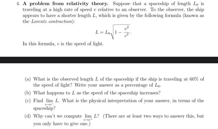 Solved A problem from relativity theory. Suppose that a | Chegg.com