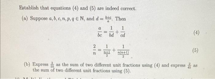 Solved Establish that equations (4) and (5) are indeed | Chegg.com
