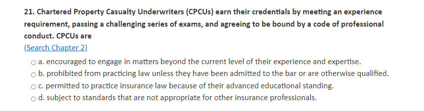 Solved Chartered Property Casualty Underwriters (CPCUs) | Chegg.com