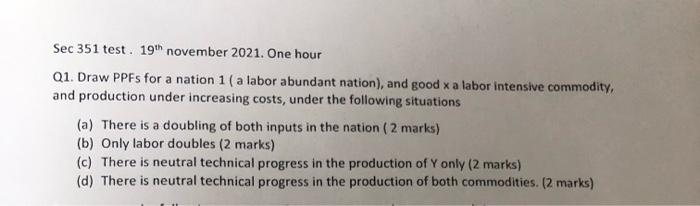 Solved Sec 351 test. 19th november 2021. One hour Q1. Draw | Chegg.com