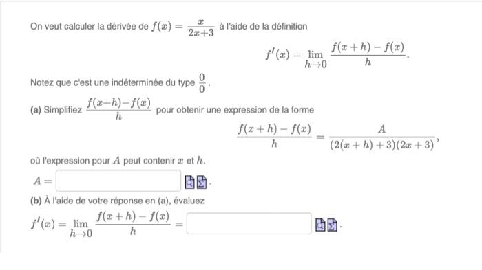 Solved On Veut Calculer La Dérivée De F X 2x 3x à Laide De