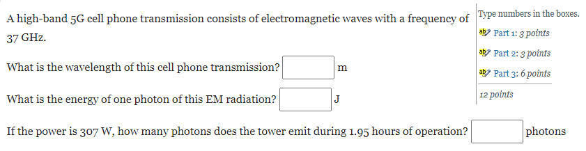 Solved A high-band 5G cell phone transmission consists of | Chegg.com
