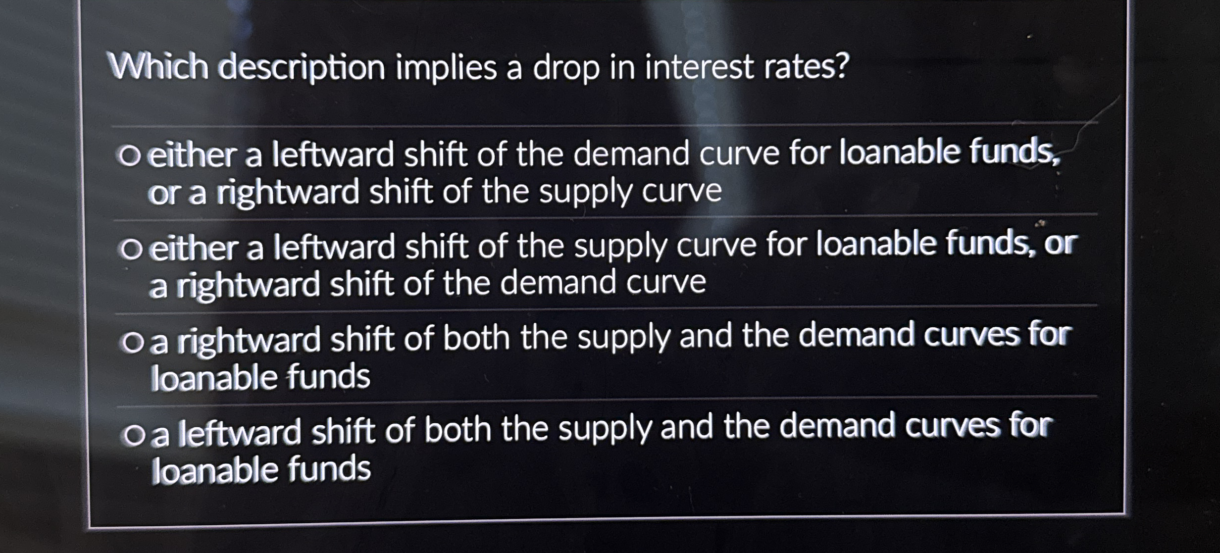 Solved Which description implies a drop in interest | Chegg.com