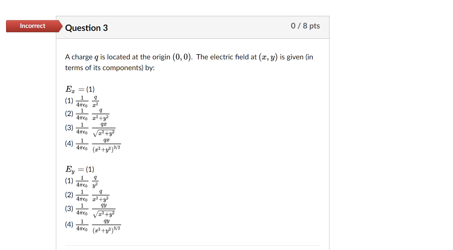 Solved Question 3\\nA charge q is located at the origin | Chegg.com