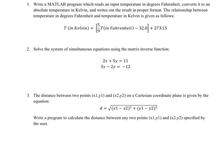 Solved 1. Write a MATLAB program which reads an input | Chegg.com