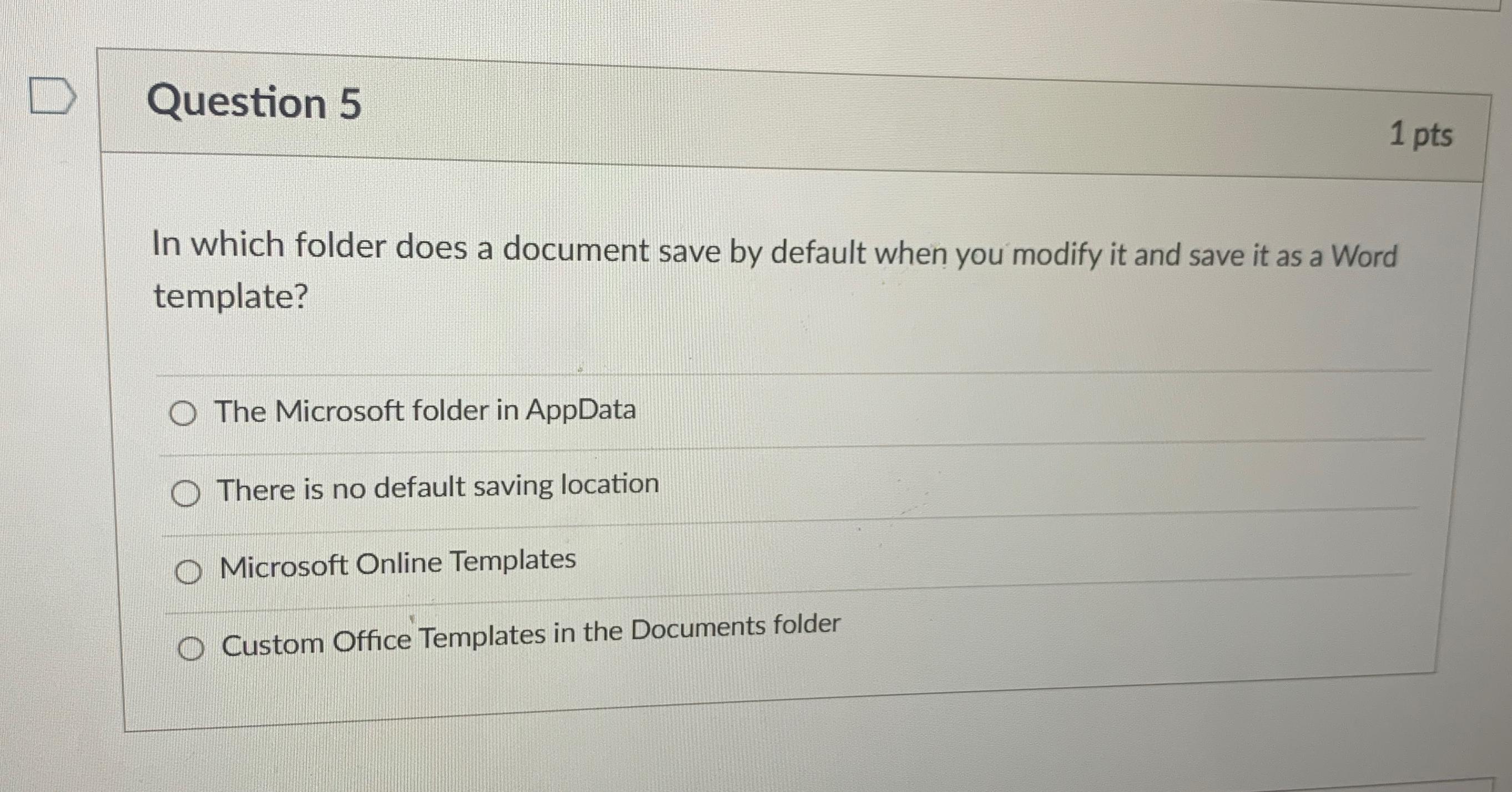 Solved Question 51 ﻿ptsIn which folder does a document save | Chegg.com