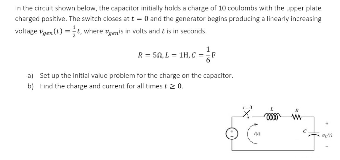 Solved In the circuit shown below, the capacitor initially | Chegg.com