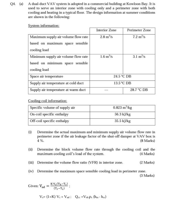 A dual-duct VAV system is adopted in a commercial | Chegg.com
