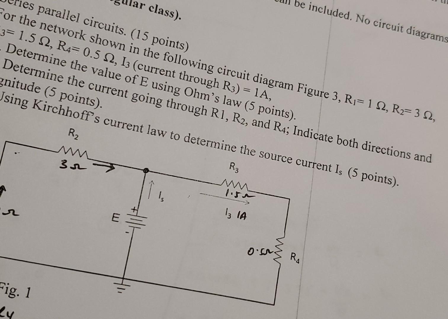Solved or the parallel circuits. (15 points Determine the | Chegg.com
