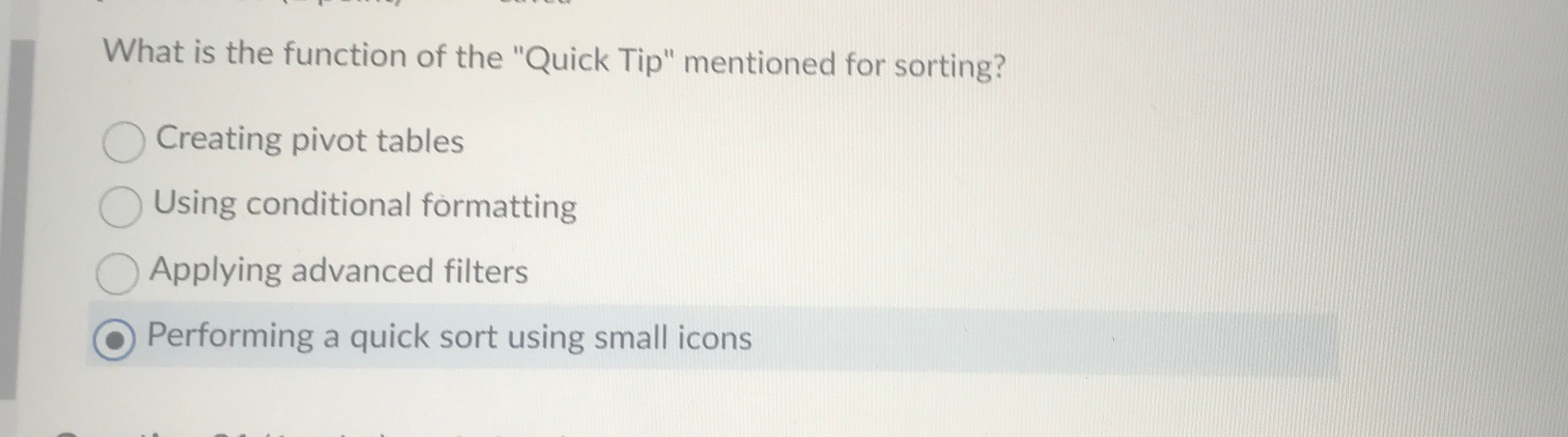 Solved What is the function of the "Quick Tip" mentioned for | Chegg.com