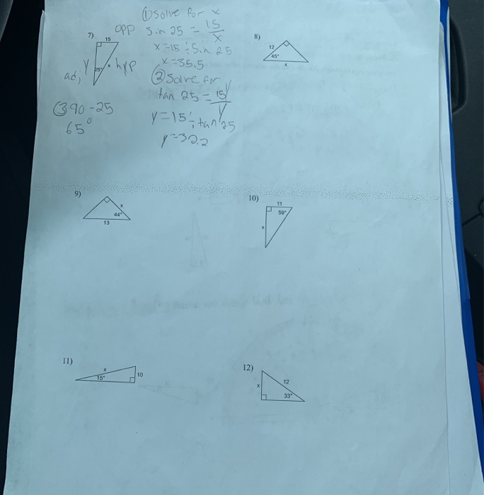 Solved All rights reserve Solving Right Triangles Solve the | Chegg.com