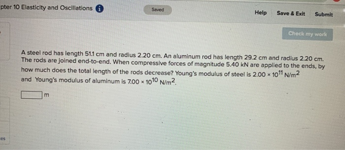Solved pter 10 Elasticity and Oscillations i Saved Help Save | Chegg.com Solved pter 10 Elasticity and Oscillations i Saved Help Save | Chegg.com