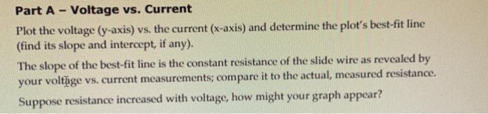 Solved Part A - Voltage vs. Current Plot the voltage | Chegg.com