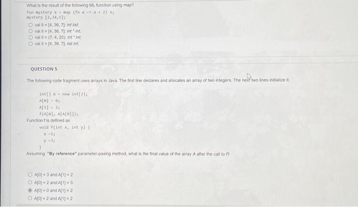Solved What is the result of the folowing ML function using | Chegg.com