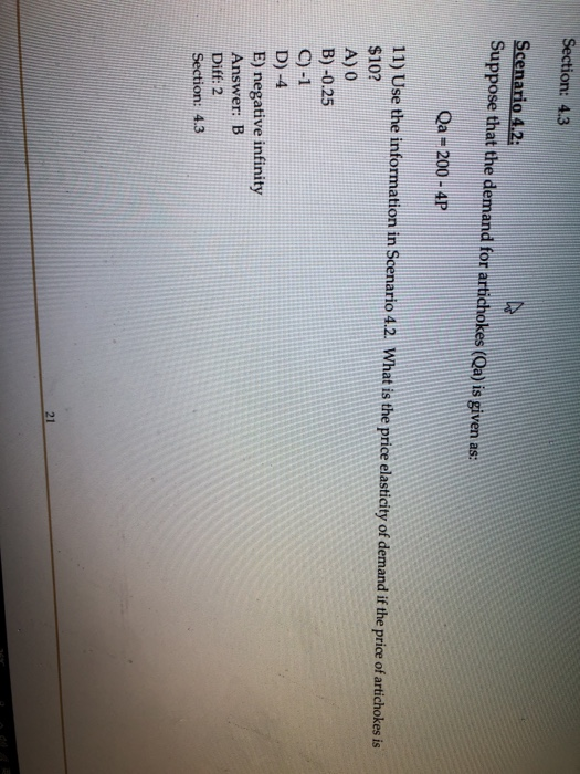 Solved Section: 4.3 Scenario 4.2: Suppose that the demand | Chegg.com