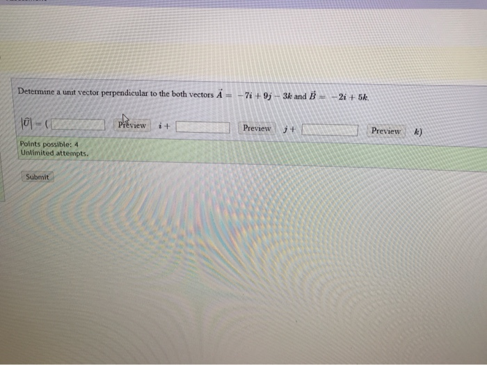 Solved Determine a unit vector perpendicular to the both | Chegg.com