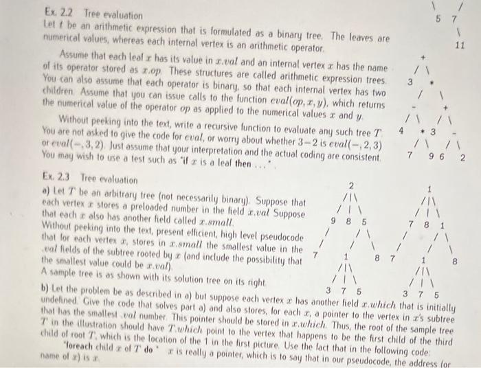 Solved Ex. 2.2 Tree evaluation Let t be an arithmetic | Chegg.com