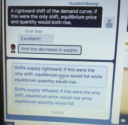 Solved A rightward shift of the demand curve; ifthis were | Chegg.com