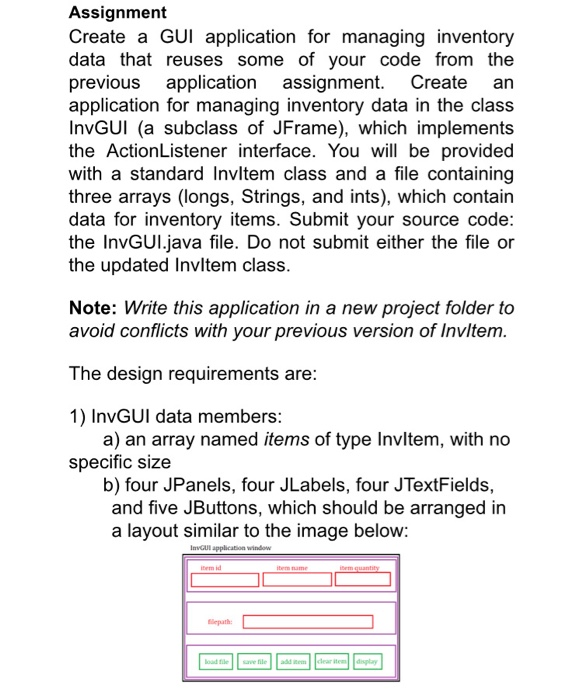 Assignment Create a GUI application for managing | Chegg.com