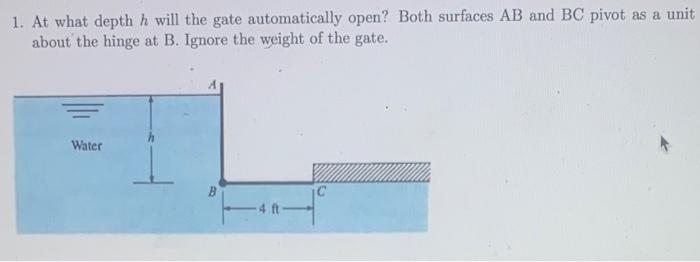 Solved 1. At what depth h will the gate automatically open? | Chegg.com