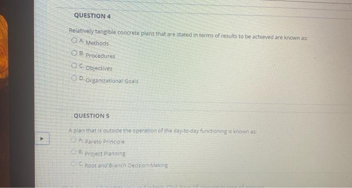 Solved QUESTION 4 Relatively tangible concrete plans that | Chegg.com