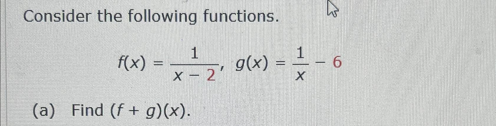 Solved Consider the following | Chegg.com