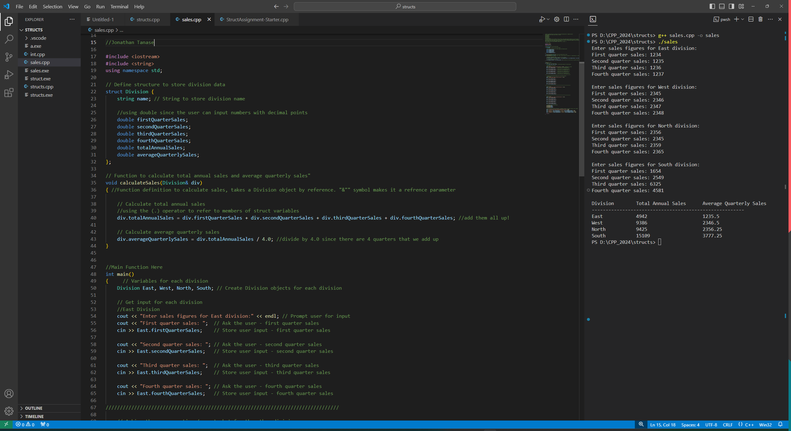 Solved Modify the previous struct assignment so the data is | Chegg.com