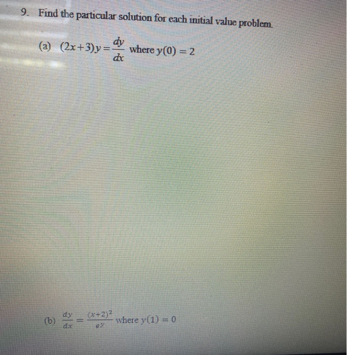 Solved 9. Find the particular solution for each initial | Chegg.com