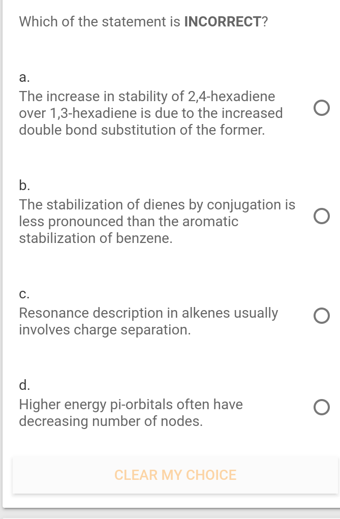 Solved Which of the statement is INCORRECT? a. The increase | Chegg.com