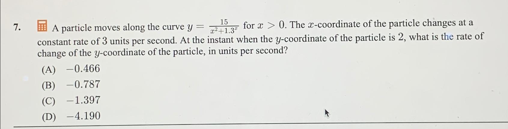 Solved A particle moves along the curve y=15x2+1.3x ﻿for | Chegg.com