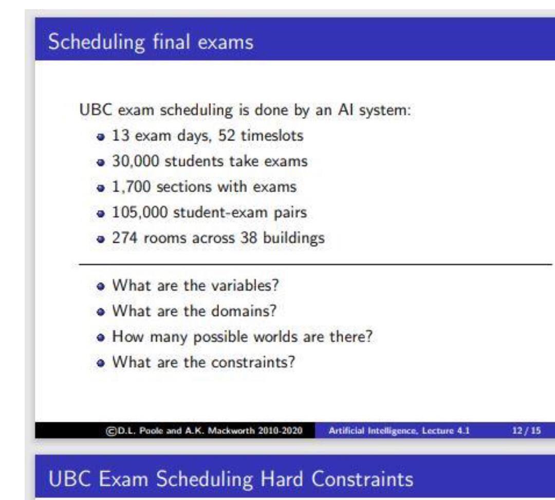 Solved UBC exam scheduling is done by an Al system: - 13 | Chegg.com