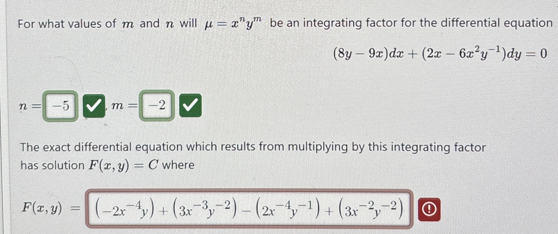 Solved For what values of m ﻿and n ﻿will μ=xnym ﻿be an | Chegg.com