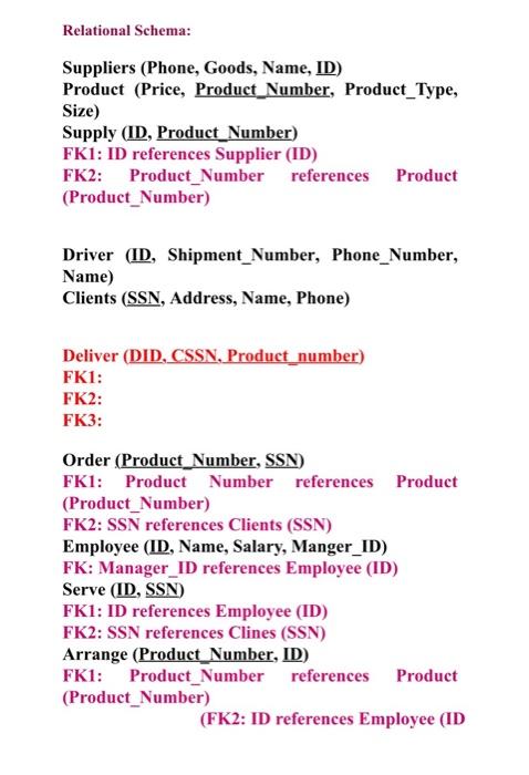 Solved Write your DDL and DML (for insertion) statements | Chegg.com