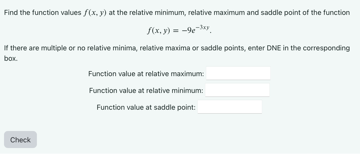 Solved Find the function values f(x,y) ﻿at the relative | Chegg.com