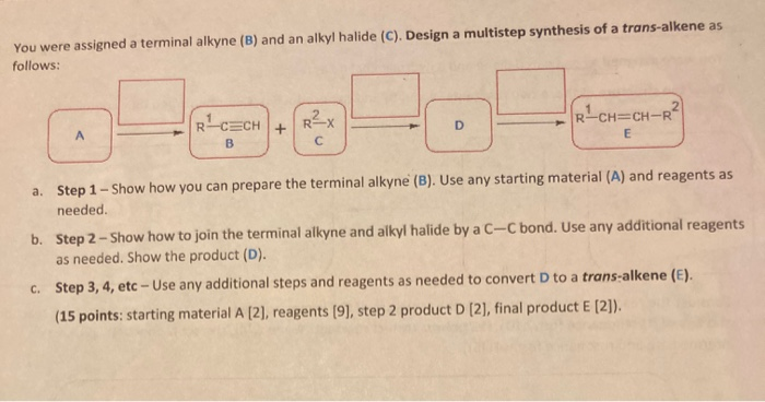 Solved You were assigned a terminal alkyne (B) and an alkyl | Chegg.com