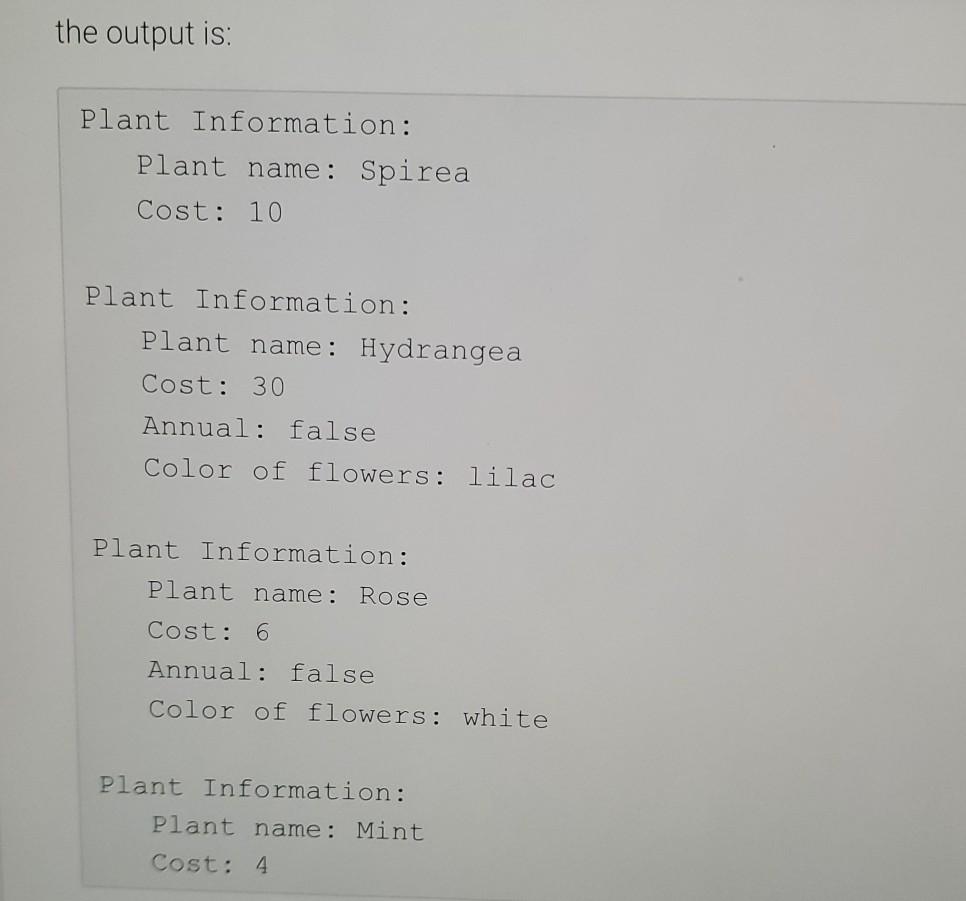 Solved 12.10 LAB: Plant information (ArrayList) Given a base | Chegg.com