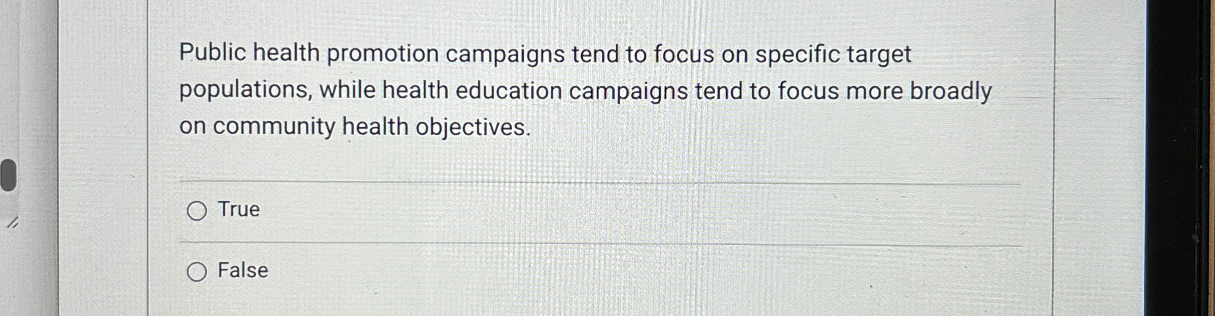 Solved Public health promotion campaigns tend to focus on | Chegg.com