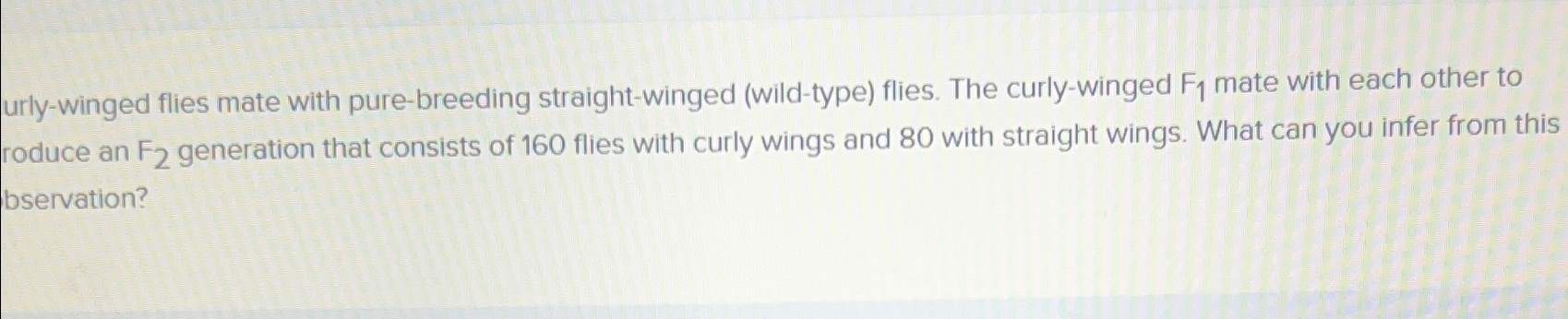 Solved urly-winged flies mate with pure-breeding | Chegg.com