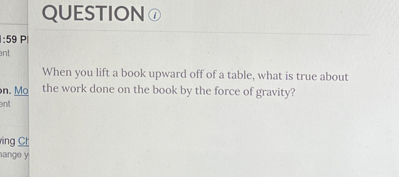 Solved QUESTION (1)When you lift a book upward off of a | Chegg.com