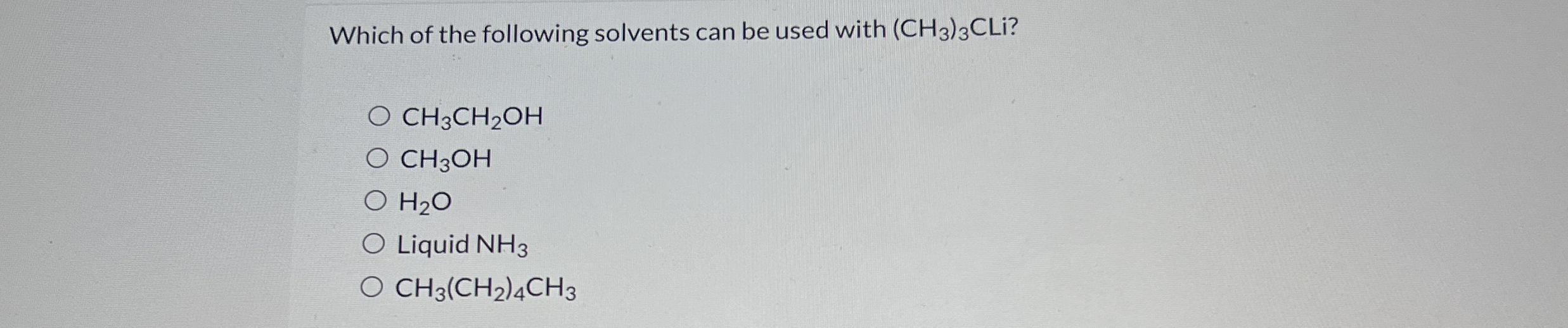 Solved Which of the following solvents can be used with | Chegg.com